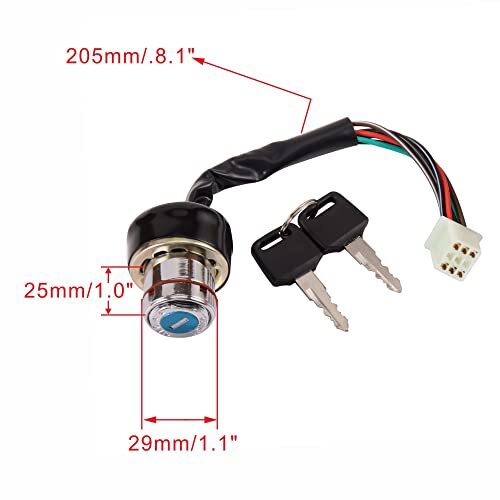 6 Wire 6 Pin Ignition Key Switch Replacement for Taotao Sunl Kazuma ...