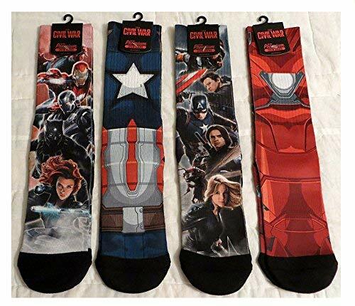 Captain America Civil War Sublimated Men's Crew Socks 4 Pair Bundle | eBay