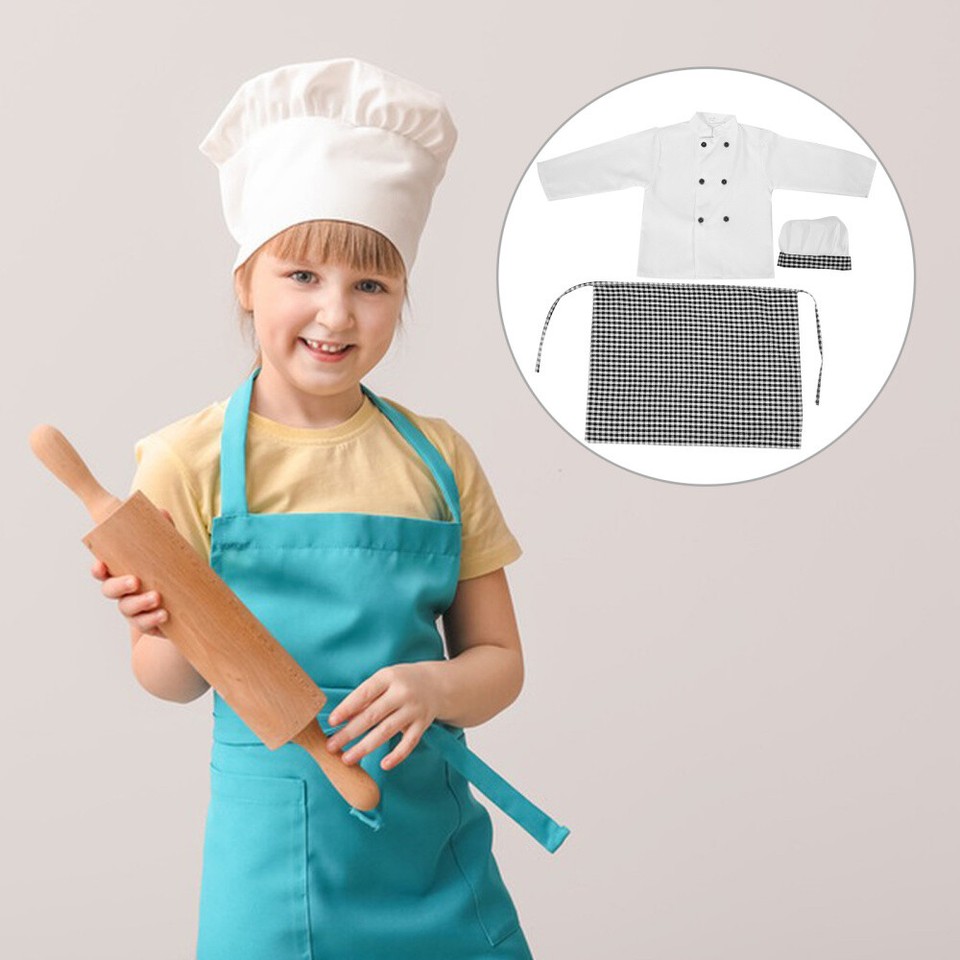 Children's Chef Uniform Toddler Baker Costume Kids Hat and Apron | eBay