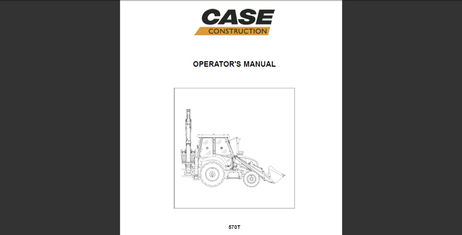 Case 570T Loader Backhoe Maintenance and Operator's Manual | eBay