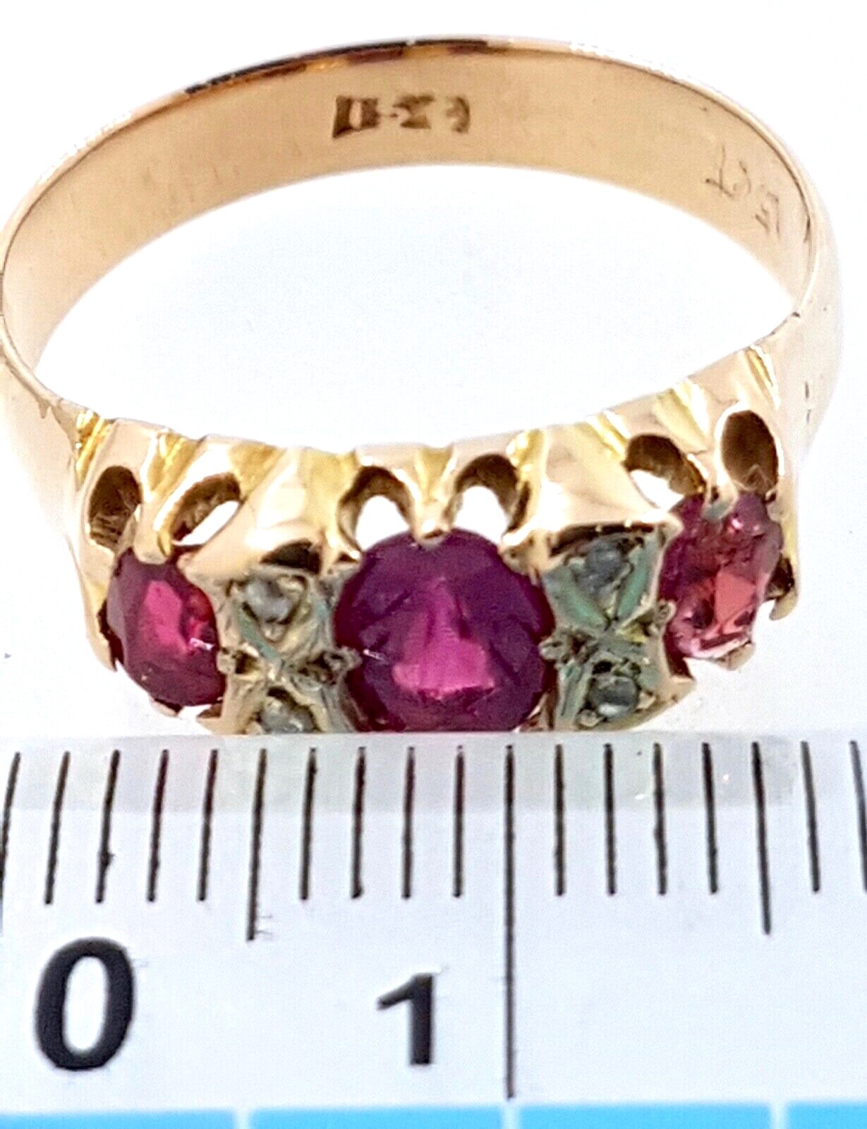 Vintage 15k Ruby doublets and Rose cut Diamonds RING_… - Gem
