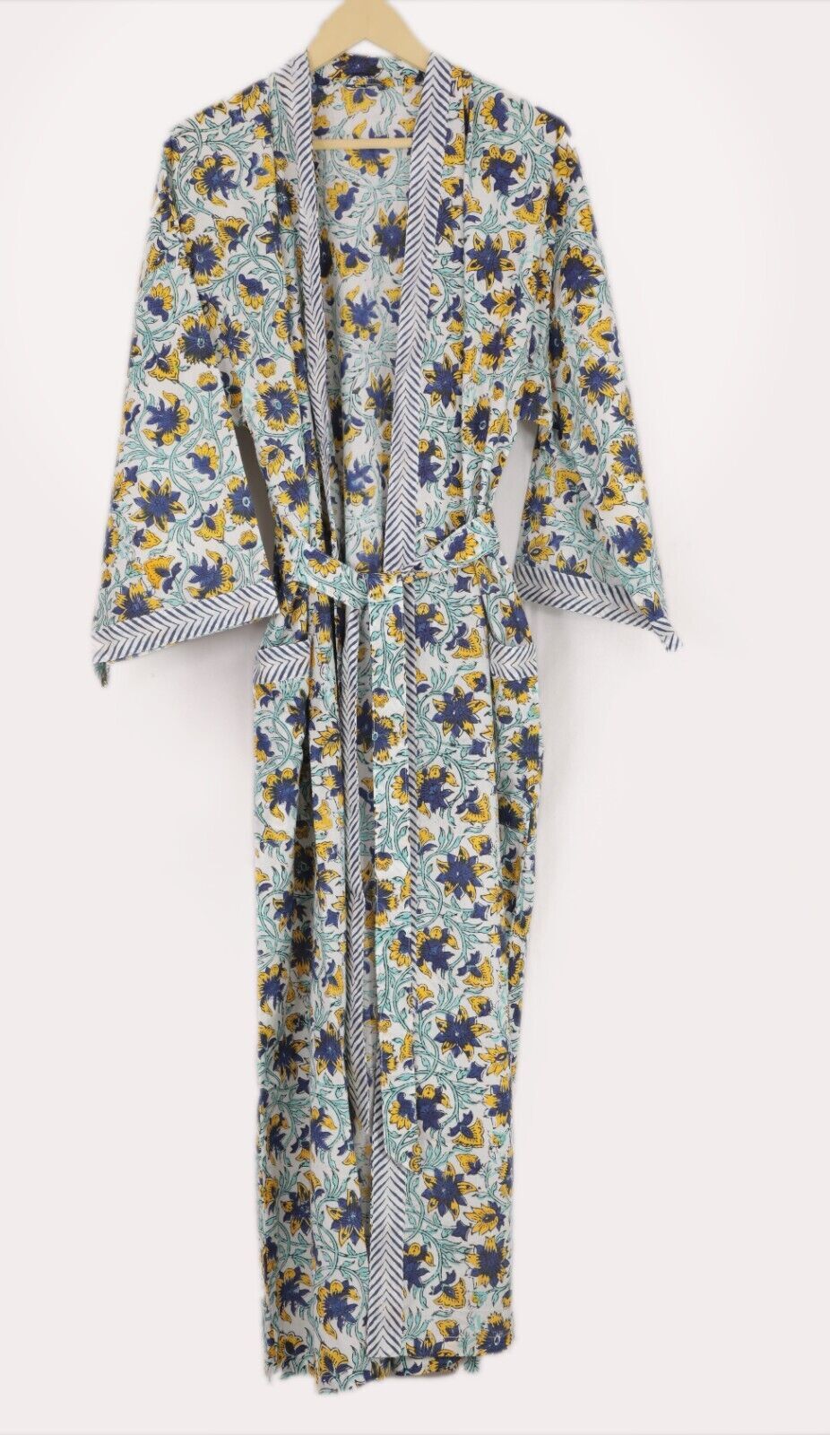 Beautiful Kimono Hand Block Print Cotton Kimono Wedding Intimates Dress ...