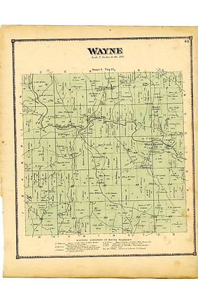 Rare antique 1870 Map of Wayne, Ohio w/family names from Atlas of ...