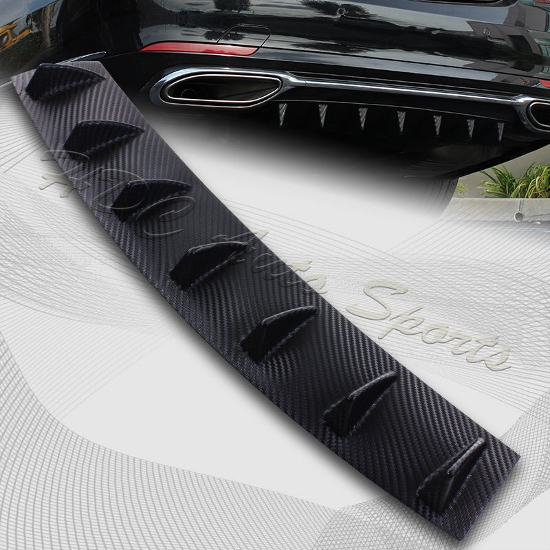 1 x Carbon Style Rear Lower Bumper Diffuser Fin Spoiler Lip Wing ...