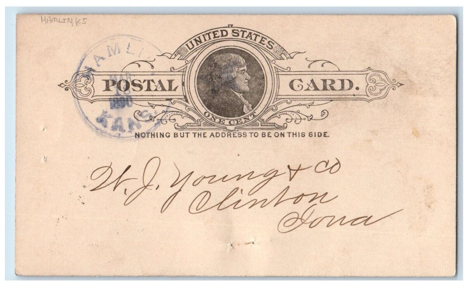 1890 JH Price & Son Hamlin Kansas KS WJ Young & Co Clinton Iowa IA ...