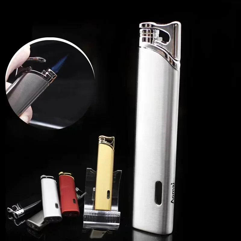 Ultra Thin Refillable Butane Lighter Small Metal Windproof Jet Torch ...