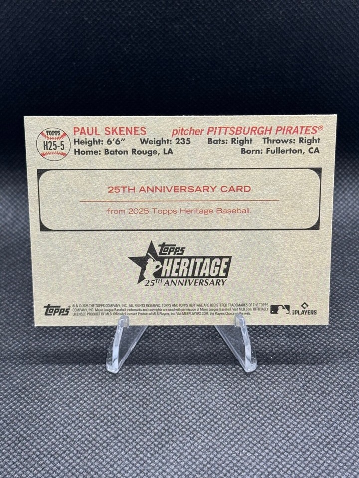 2025 Topps Heritage #H25-5 PAUL SKENES Heritage 25th Anniversary ...