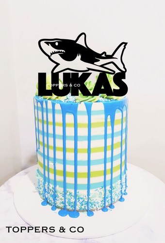 Personalised Custom Cake Topper Happy Birthday Name Shark Fish ...
