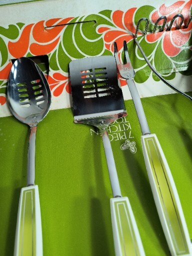 Ecko Caprice Kitchen Utensil Set Vintage NOS Green Handle Mid Century W ...