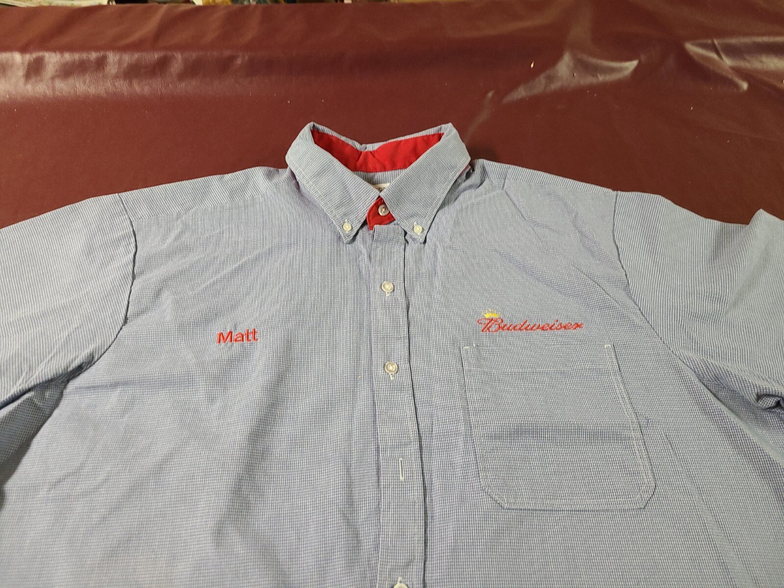 Vintage Budweiser Uniform Shirt Adult Blue Pocket But… - Gem