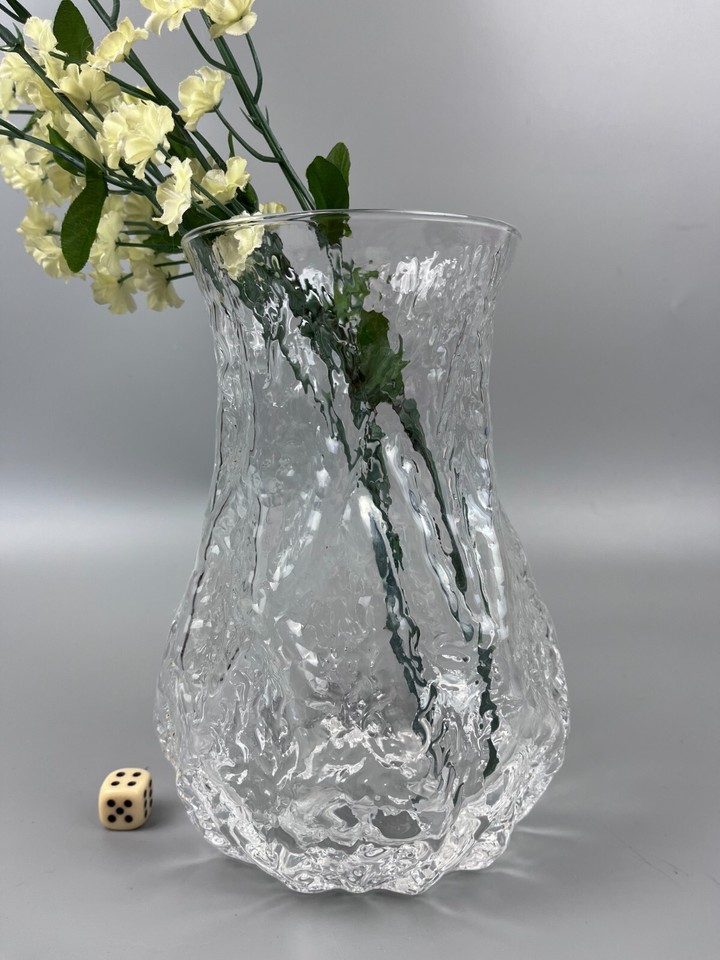 Vintage Textured Glass Vase "Ice Bark" by IVV Selezione. Italian ...