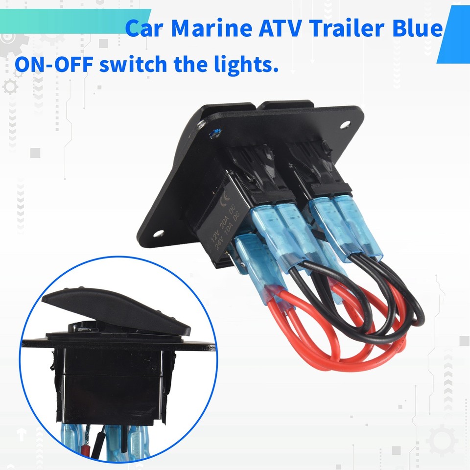 2 Gang Rocker Panel 5Pin on Off Pre-Wired Rocker Switche Panel for ...