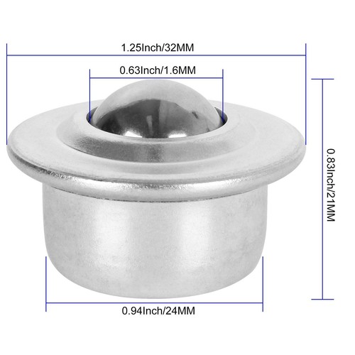 16PCS 5/8" Roller Ball Transfer Bearings CY-15H Carbon Steel Ball ...
