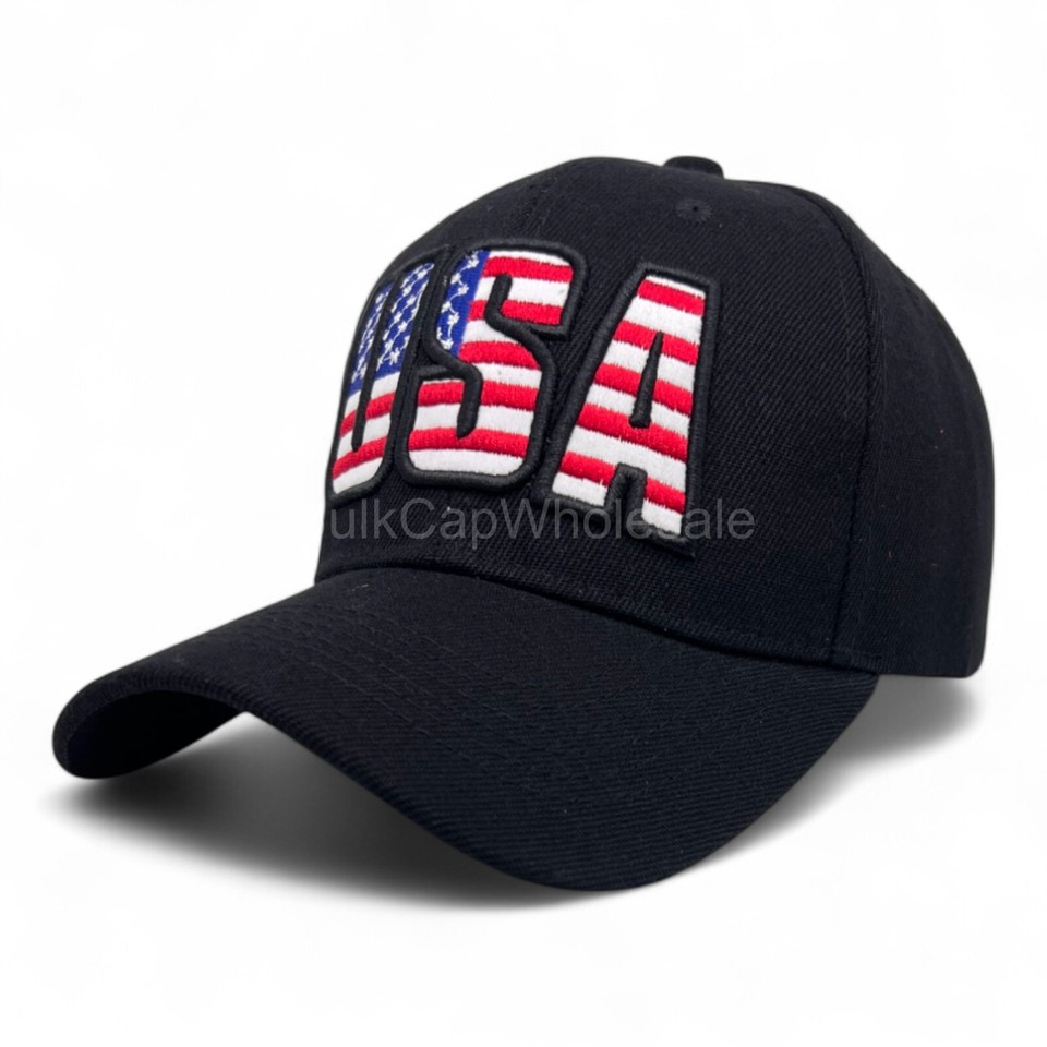 Baseball Cap American Flag USA Adjustable Size Mens Hat Visor Ball Caps ...
