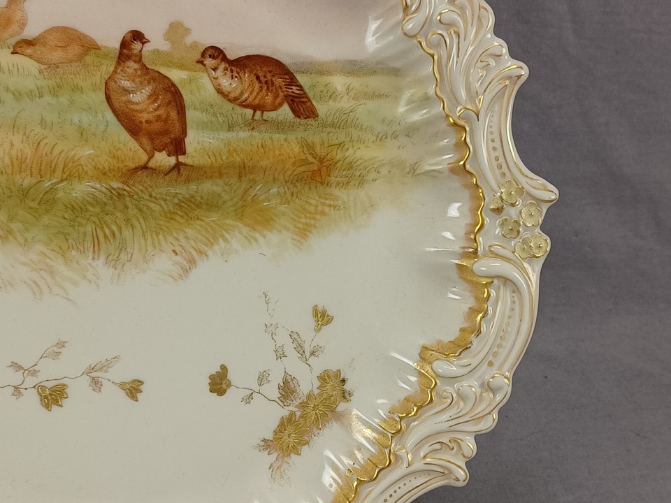 T&V Limoges Gamebirds Raised Gold Floral Scrollwork Border 9 1/2 Inch ...