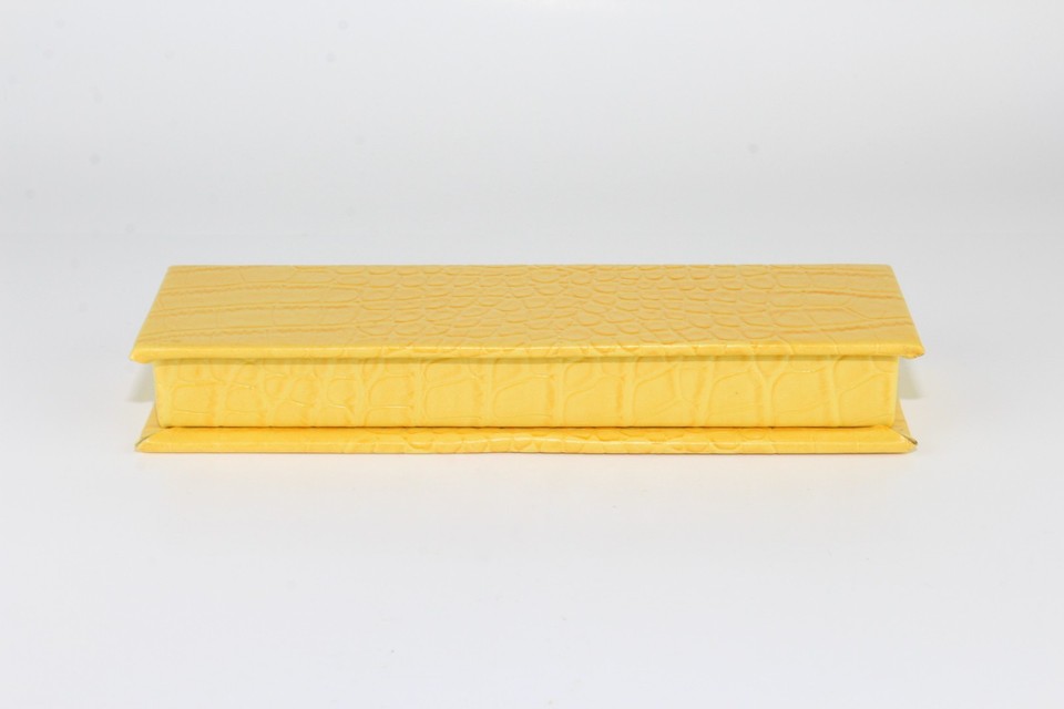 Pottery Barn Faux Gator Skin Yellow Pencil Case Box | eBay