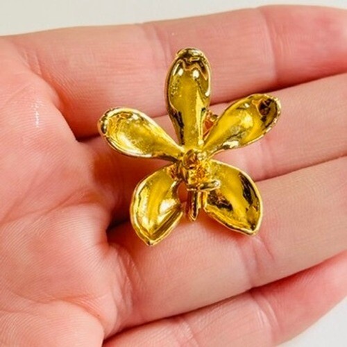 VTG Risis Singapore Orchid Pin Pendant Brooch Floral flower 22k Gold ...