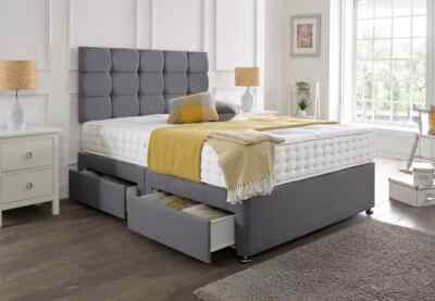 ORTHOPAEDIC DIVAN BED SET WITH MATTRESS AND HEADBOARD 3FT 4FT6 Double ...