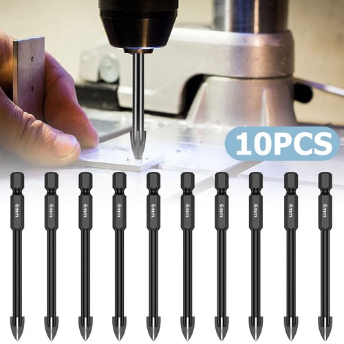 10Pcs Tile Porcelain Drill Bit 6mm Alloy Drill Bits Durable Full ...