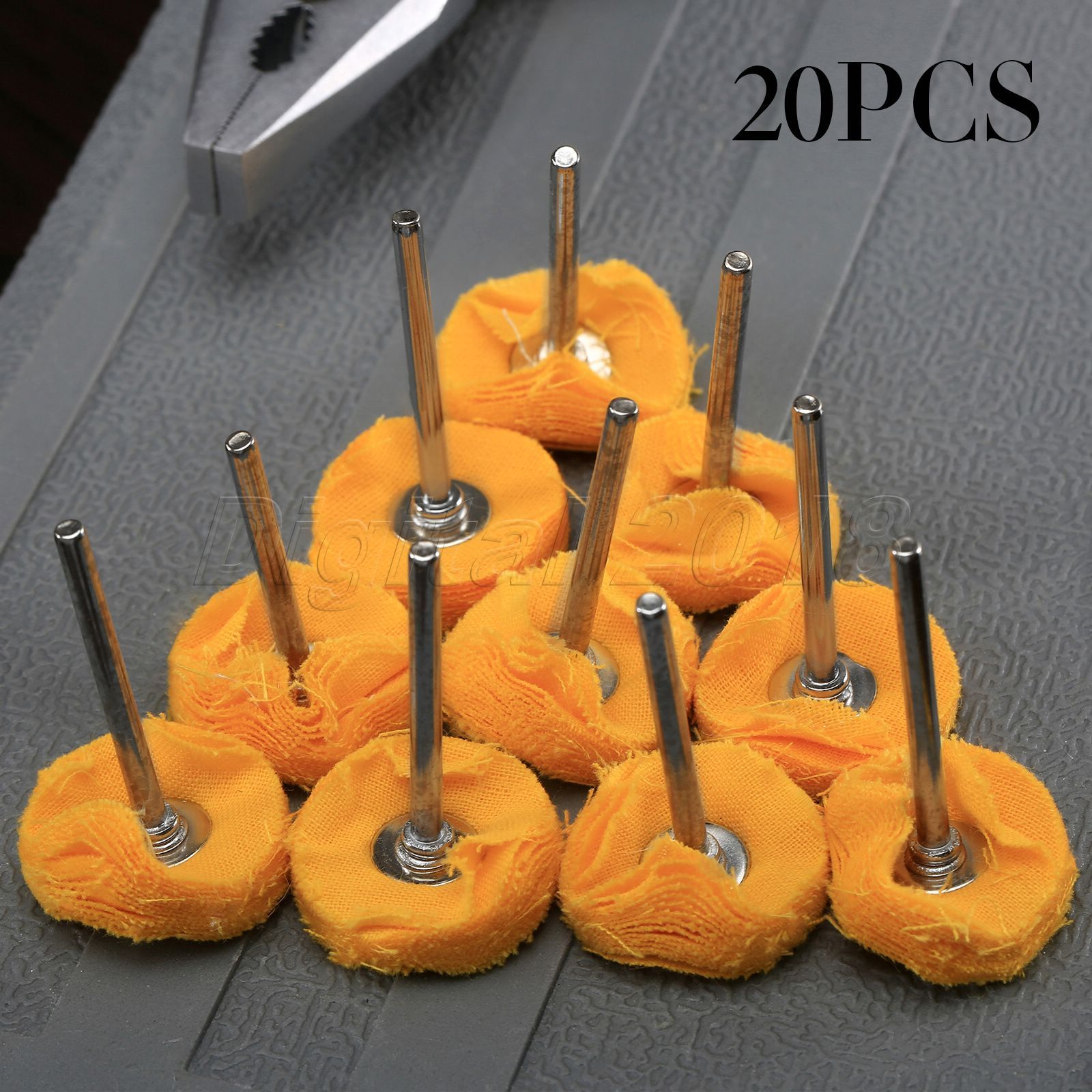 25X3mm Yellow Cloth Polishing Round Wheel Shank Brushes For Rotary ...