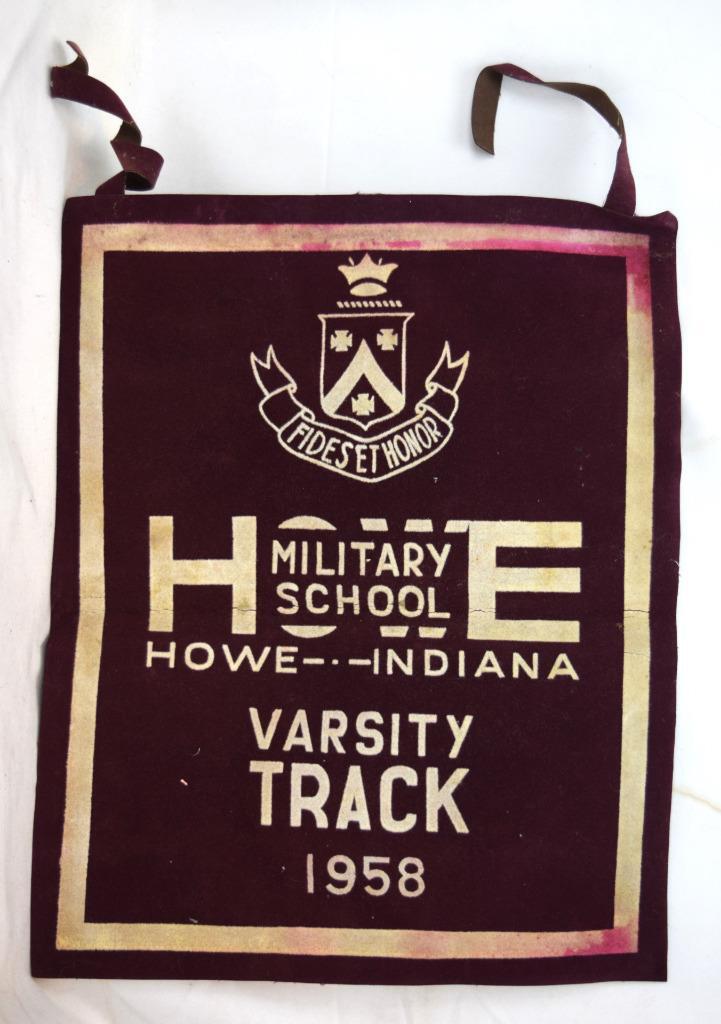 1958 Howe Military School Indiana Varsity Track Cloth Banner 16" x 13 ...