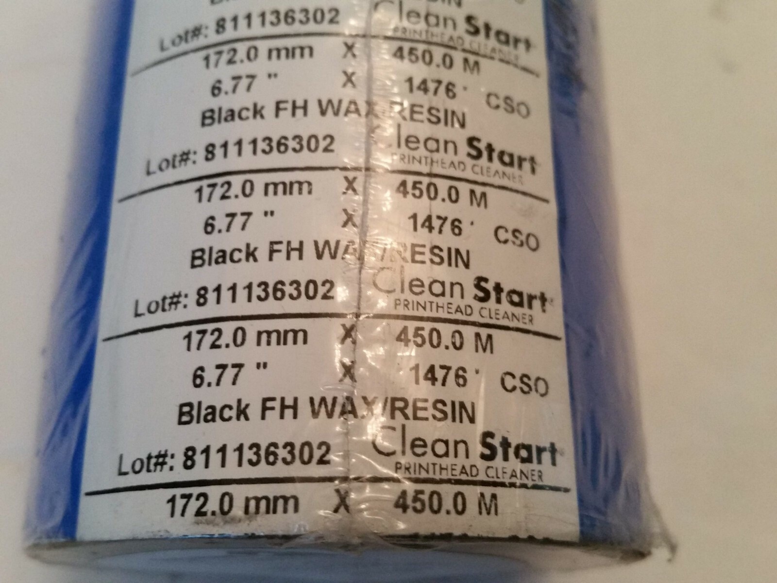 Clean Start Printhead Cleaner Black FH Wax Thermal Ribbon 6.77"x1476 ...