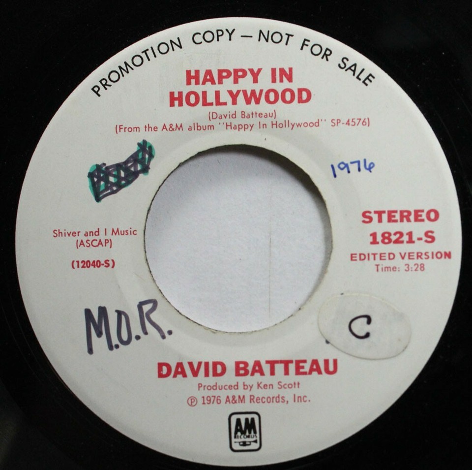Rock Promo 45 David Batteau - Happy In Hollywood / Happy In Hollywood ...