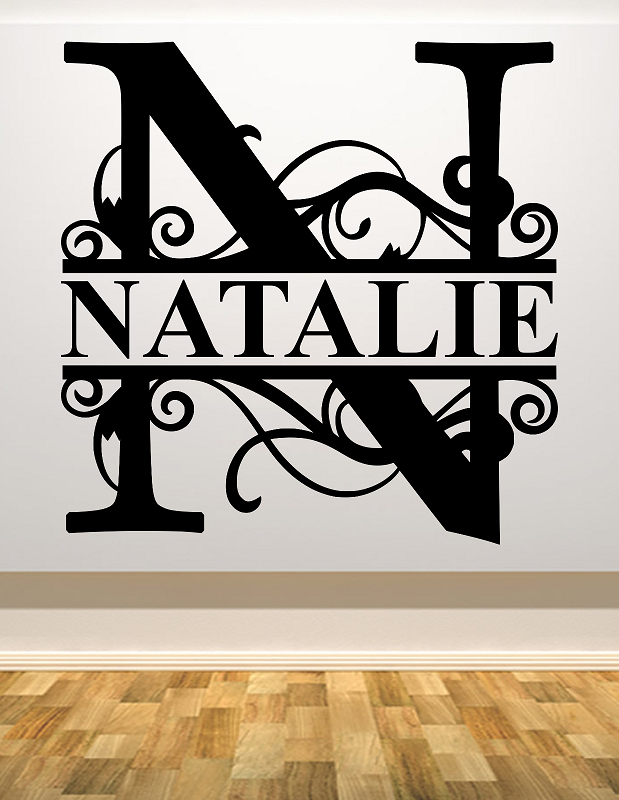 FANCY LETTER "N" PERSONALIZED w/ NAME CAR WALL VINYL DIE CUT DECAL 9 ...