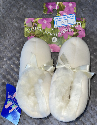 Vintage 90s Jantzen Girls Toddler Slippers Sz S 5-6 Cream Faux Fur ...