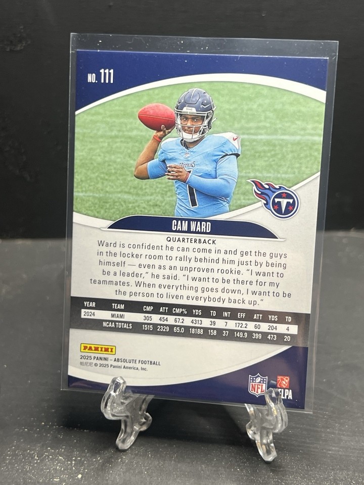 2025 Panini Absolute - Rookies Cameron Ward #111 Black (MEM, RC) | eBay