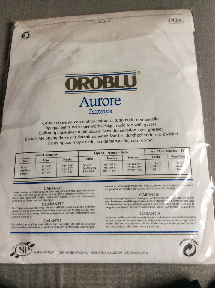 OROBLU AURORE OPAQUE PATTERNED TIGHTS SIZE MEDIUM | eBay UK