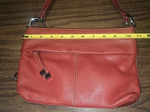 Tignanello Red Leather Crossbody Bag Built in Organizer Wallet Purse ...