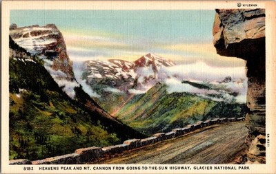Hileman Heavens Peak Mt Cannon Glacier National Park c1935 Linen ...