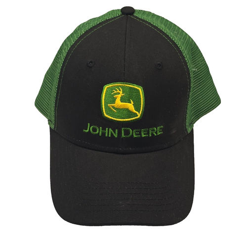 John Deere Mens Snapback Hat Black Green Mesh Baseball Rancher Trucker ...