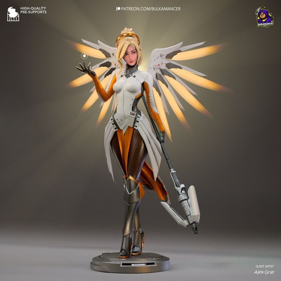 Mercy, Overwatch, Resin 24 CM Model Kit Painted 3d Printed GK Statue ...