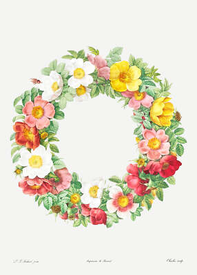 Botanical Plant Print - Rose Wreath Art Print | eBay