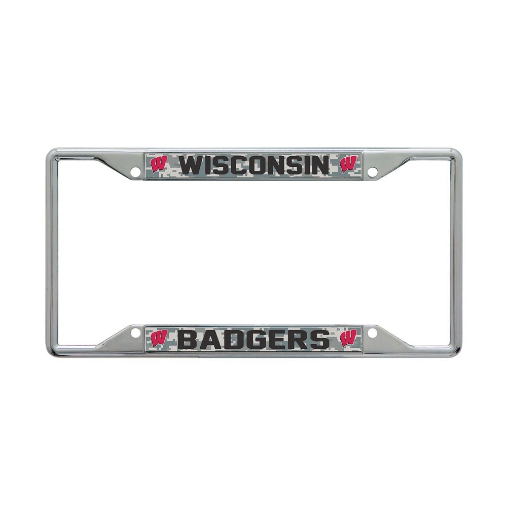 WISCONSIN BADGERS DIGITAL CAMO 6"X12" METAL LICENSE PLATE FRAME NEW ...