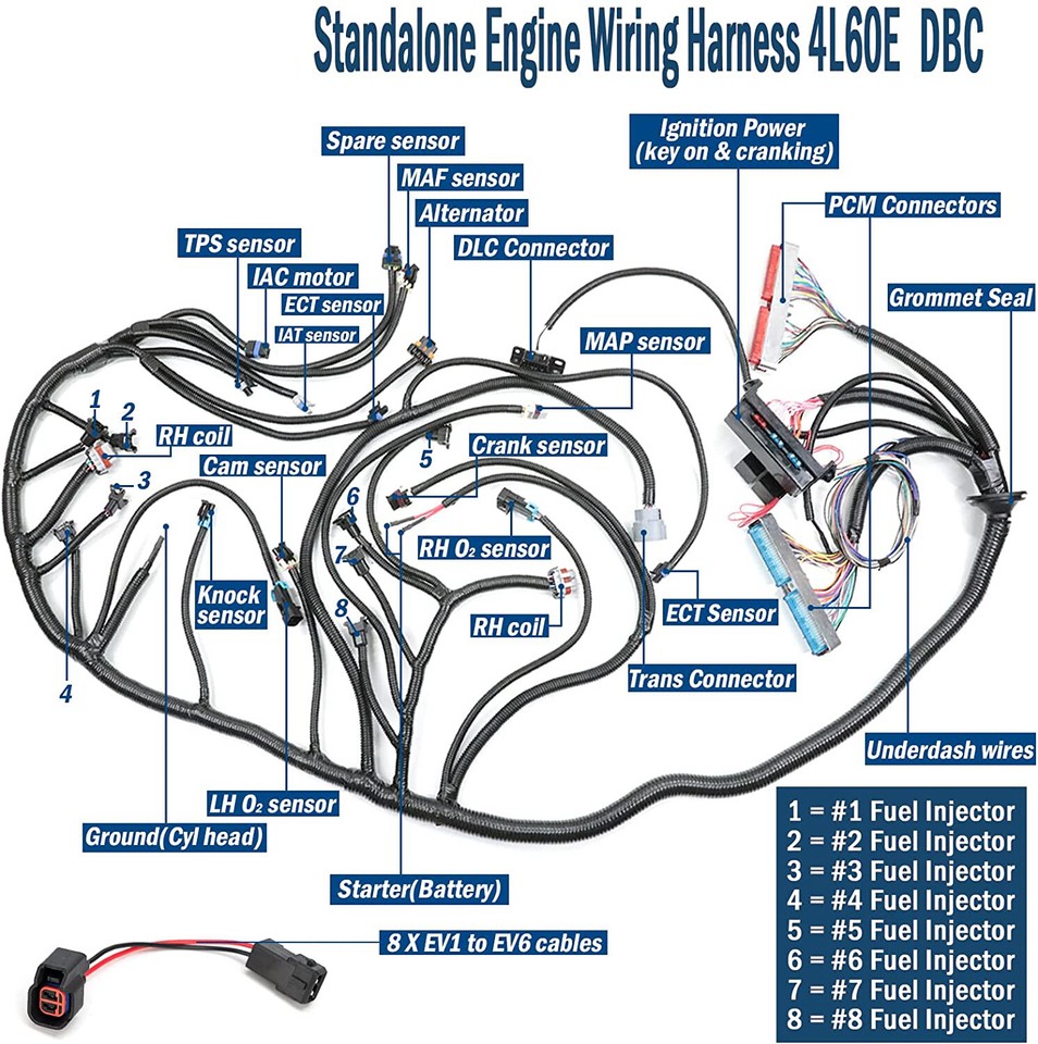 4L60E Wiring Harness LS Engine Swap Standalone For 97-06 4.8L 5.3L 6.0L ...