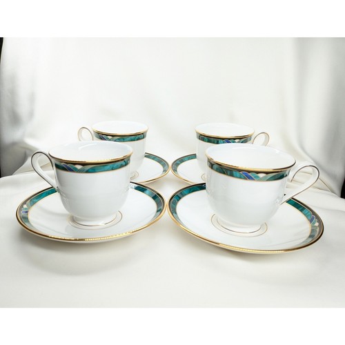 Set of 4 Lenox Kelly Debut Collection Cups and Saucers - 8 Pieces Green ...