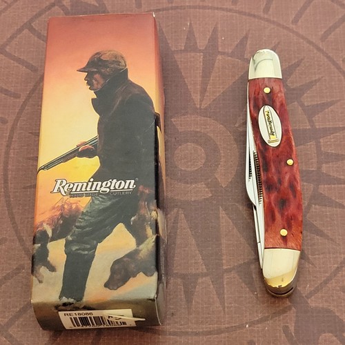 Remington Hand Made Cutlery Bullet Stockman Knife Red Bone Handles SS ...