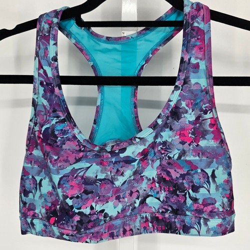 Balance Collection Sz M Racerback Sports Bra Medium Impact Purple Blue ...