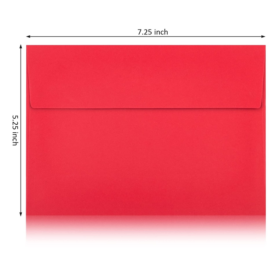 50 Pack Red Envelopes, 5 x 7 Inch A7 Card Invitation Postcard Envelopes ...