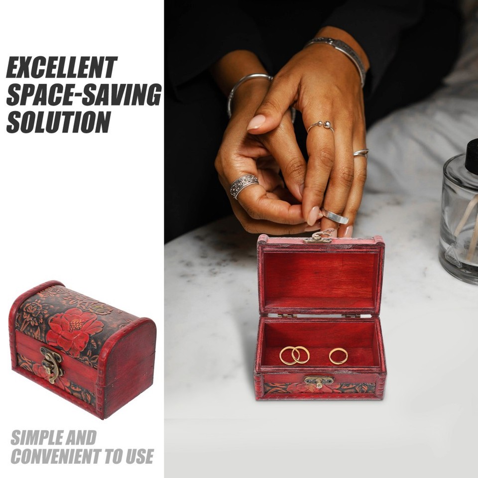 Wooden Vintage Trinket Box Wooden Storage Box Retro Treasure Box ...