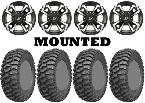 Kit 4 AMS M1 Evil Tires 27x9-14 on Sedona Riot Machined 12mm Wheels TER ...