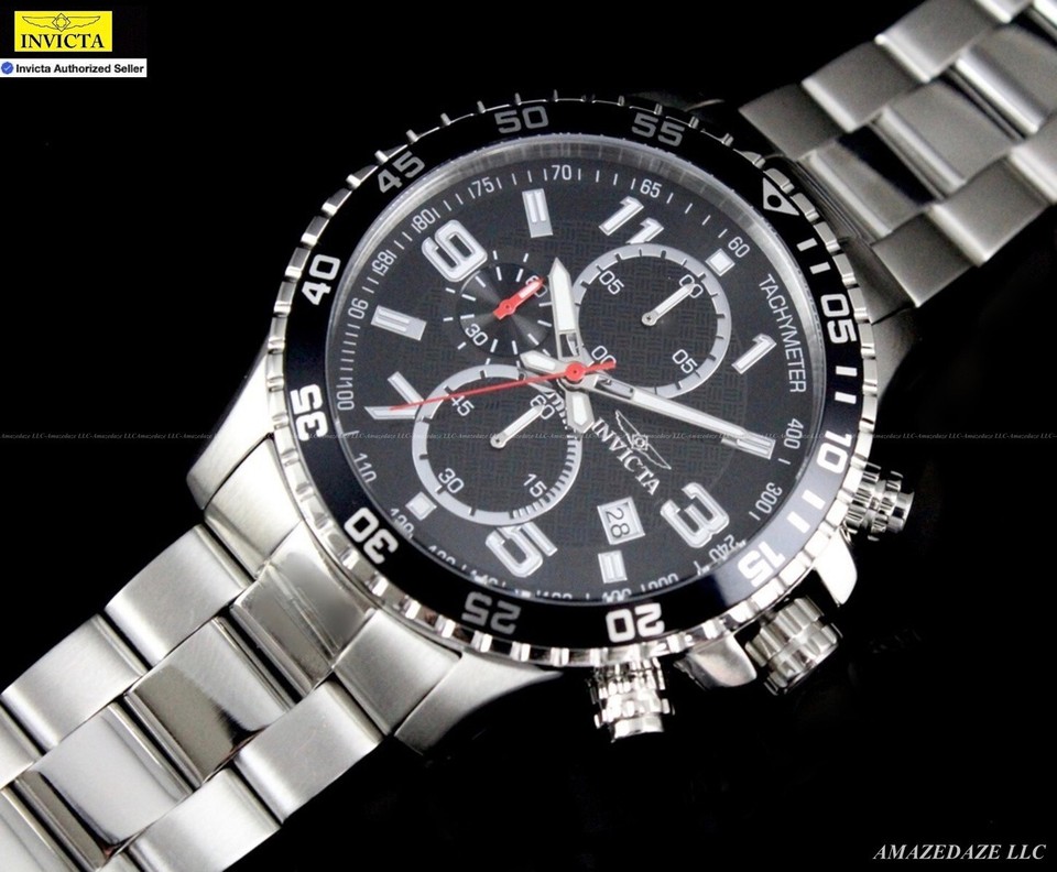 Invicta Men's PILOT 45mm Stainless Steel BLACK DIAL Chronograph ...