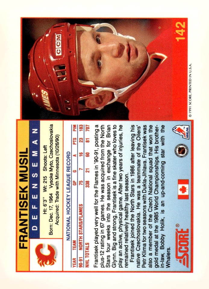 1991 Score Canadian English #142 Frank Musil Near mint or better | eBay