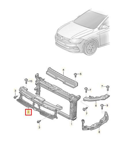 VW POLO 17-20 GENUINE FRONT BUMPER CENTER GRILLE INNER HOLDER FRAME ...