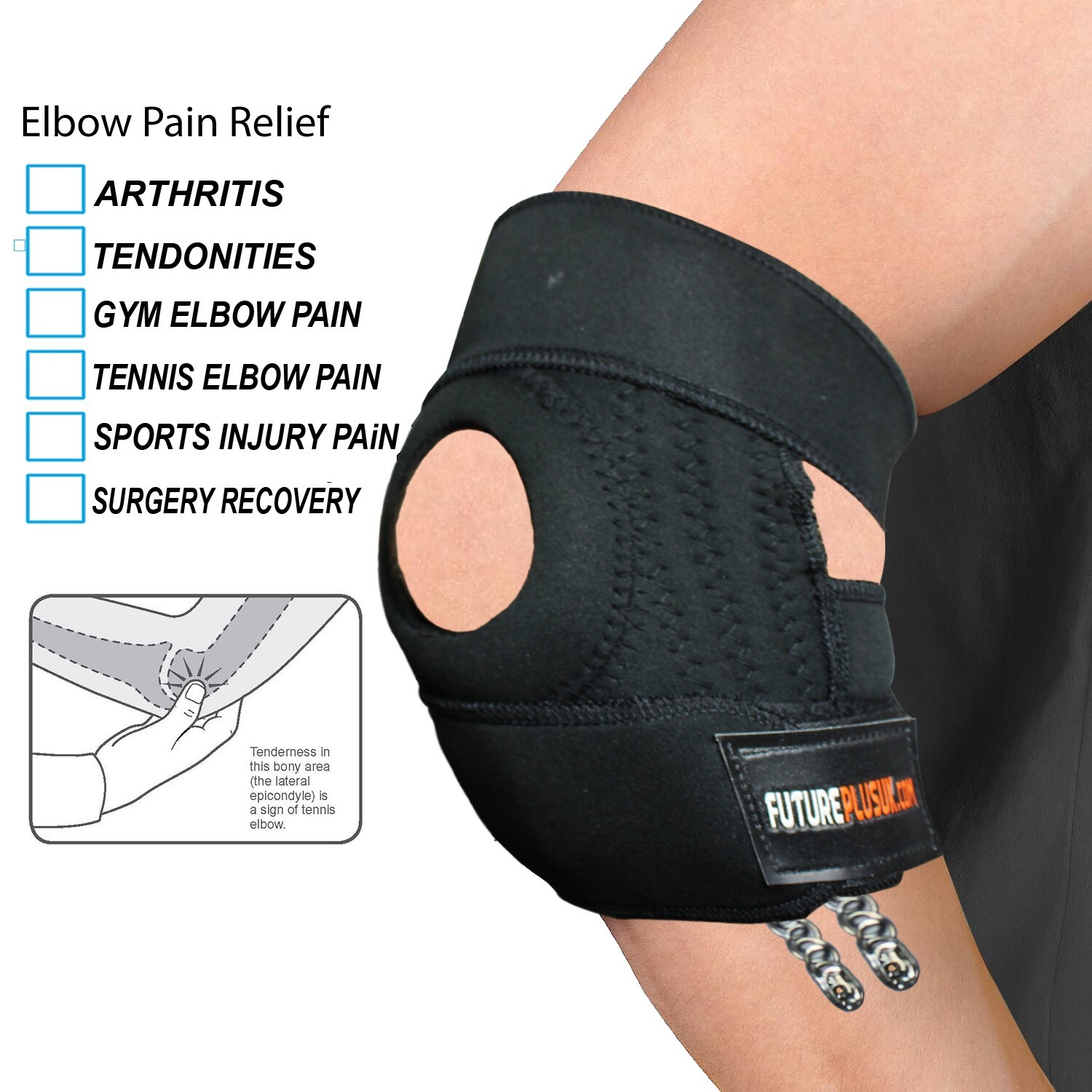 Neoprene Adjustable Elbow Support Brace Spring Tennis Arthritis Relief ...