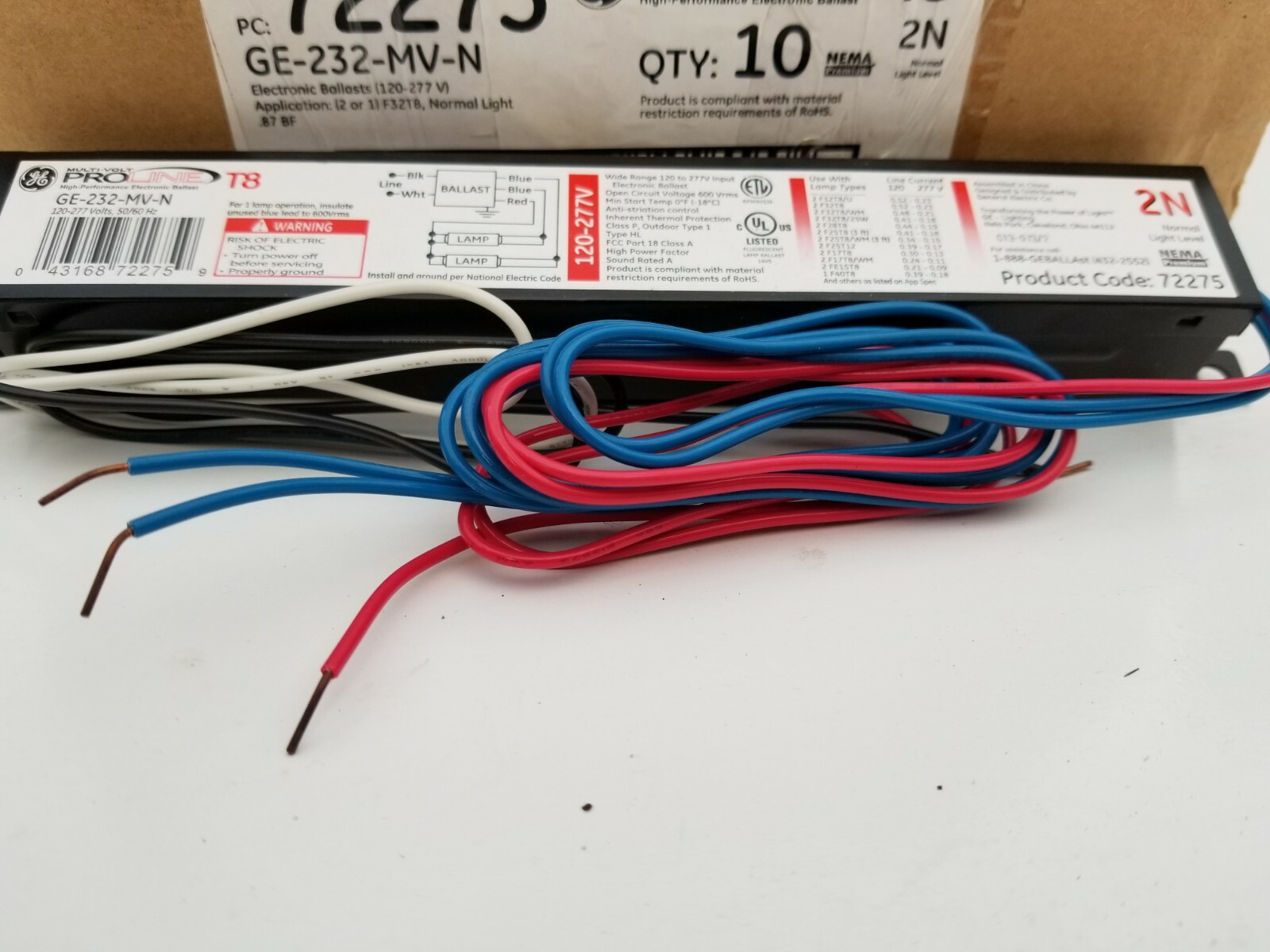 GE-232-MV-N GE Electronic Ballast 120-277 Volt 2 Lamp T8 for sale ...