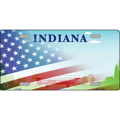 Indiana with American Flag Novelty Metal License Plate Tag LP-12461 | eBay